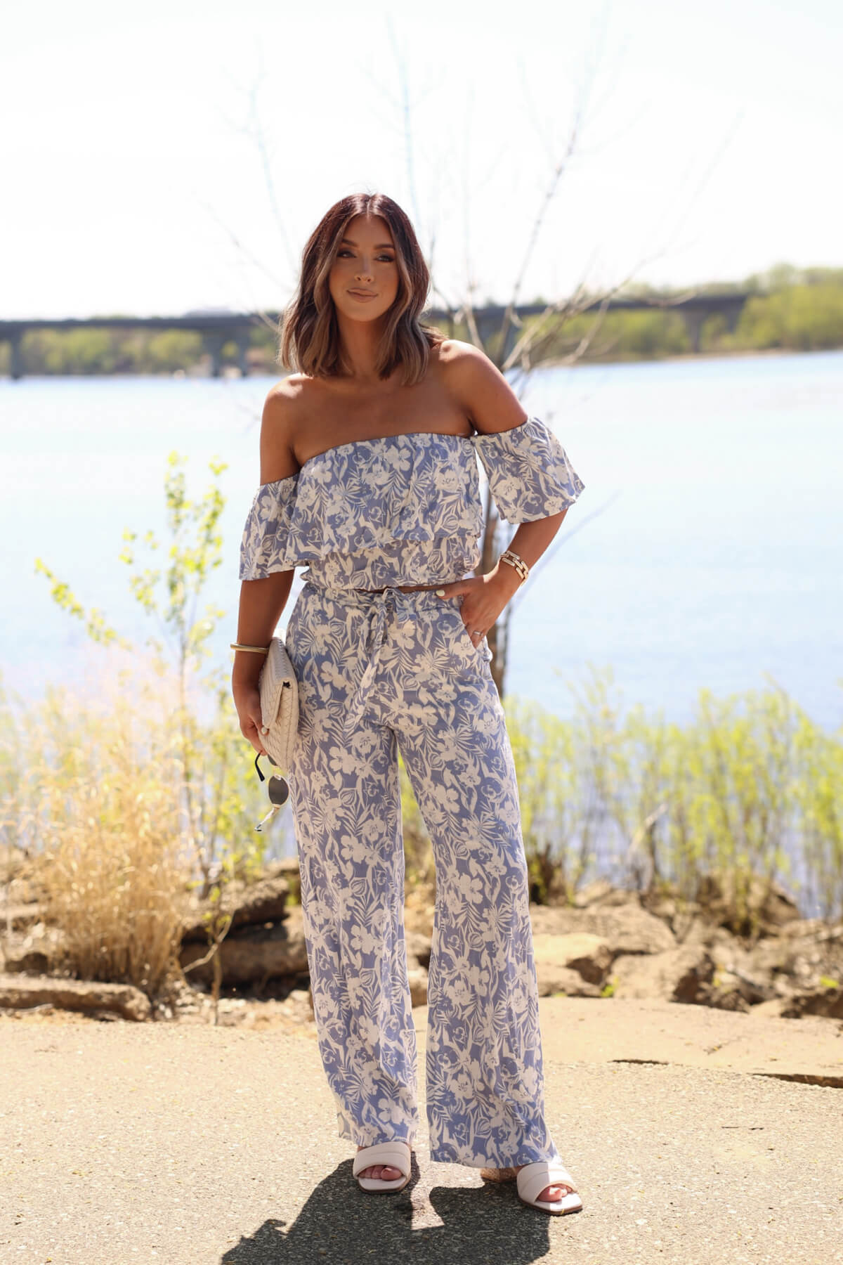 Blue Floral Print Linen Pants - FINAL SALE – Magnolia Boutique