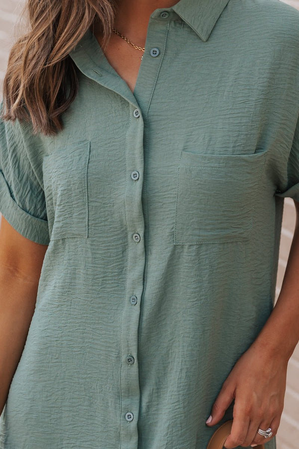 Green Button Up Shirt Dress - FINAL SALE – Magnolia Boutique