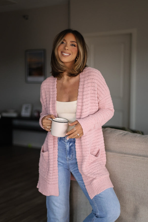 Soft Fuzzy Ribbed Duster Cardigan - Pink Lavender - FINAL SALE ...