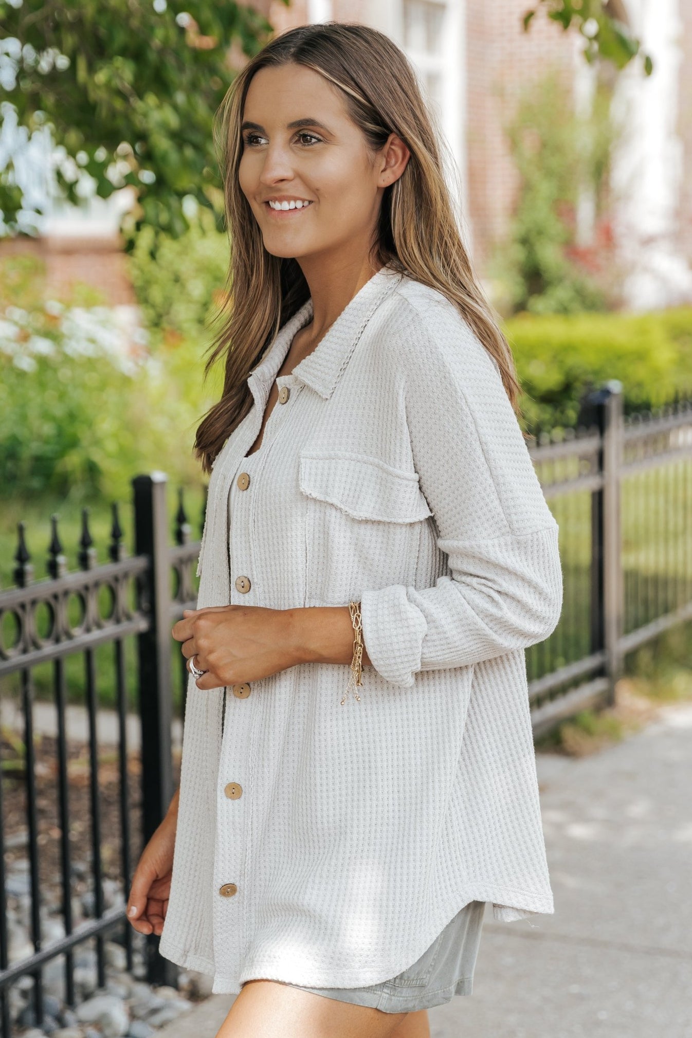 Taupe Waffle Knit Shacket | Magnolia Boutique