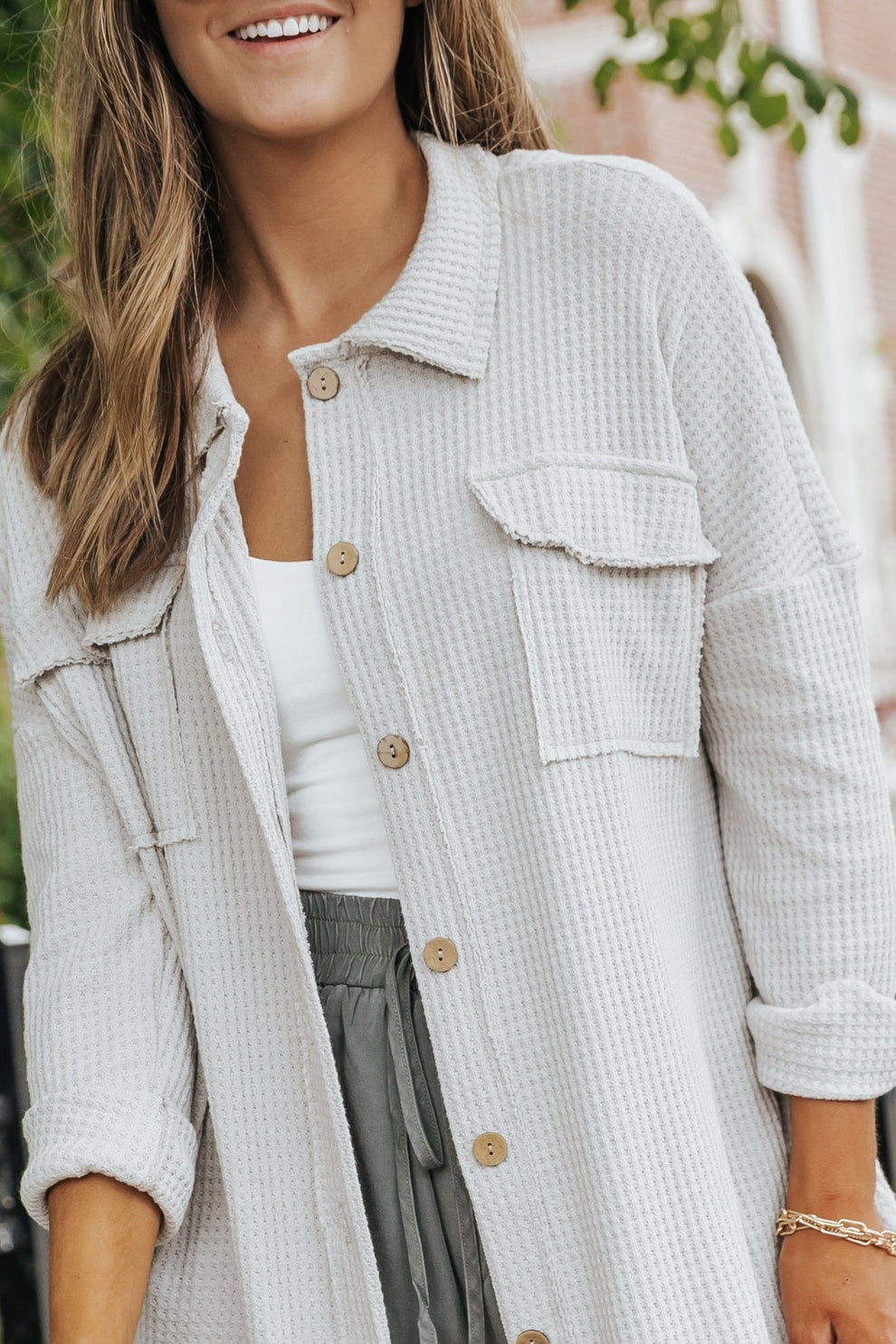 Taupe Waffle Knit Shacket | Magnolia Boutique