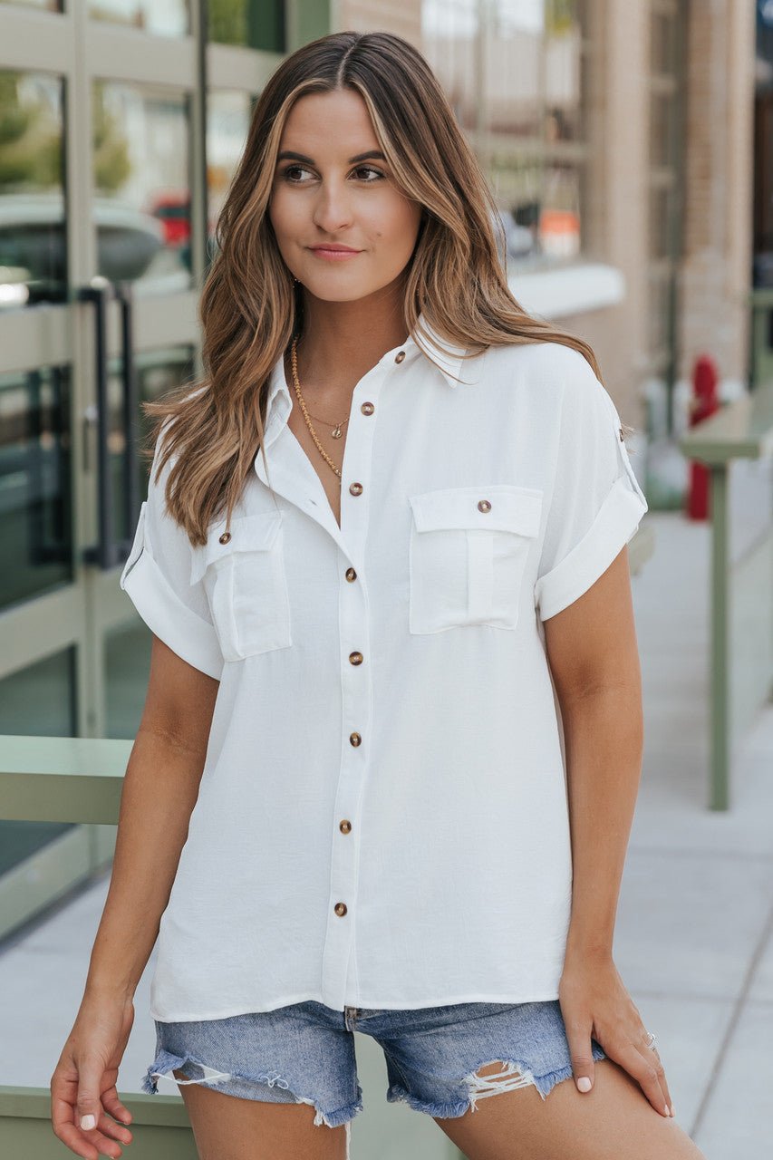 Keep It Simple White Button Down Shirt | Magnolia Boutique